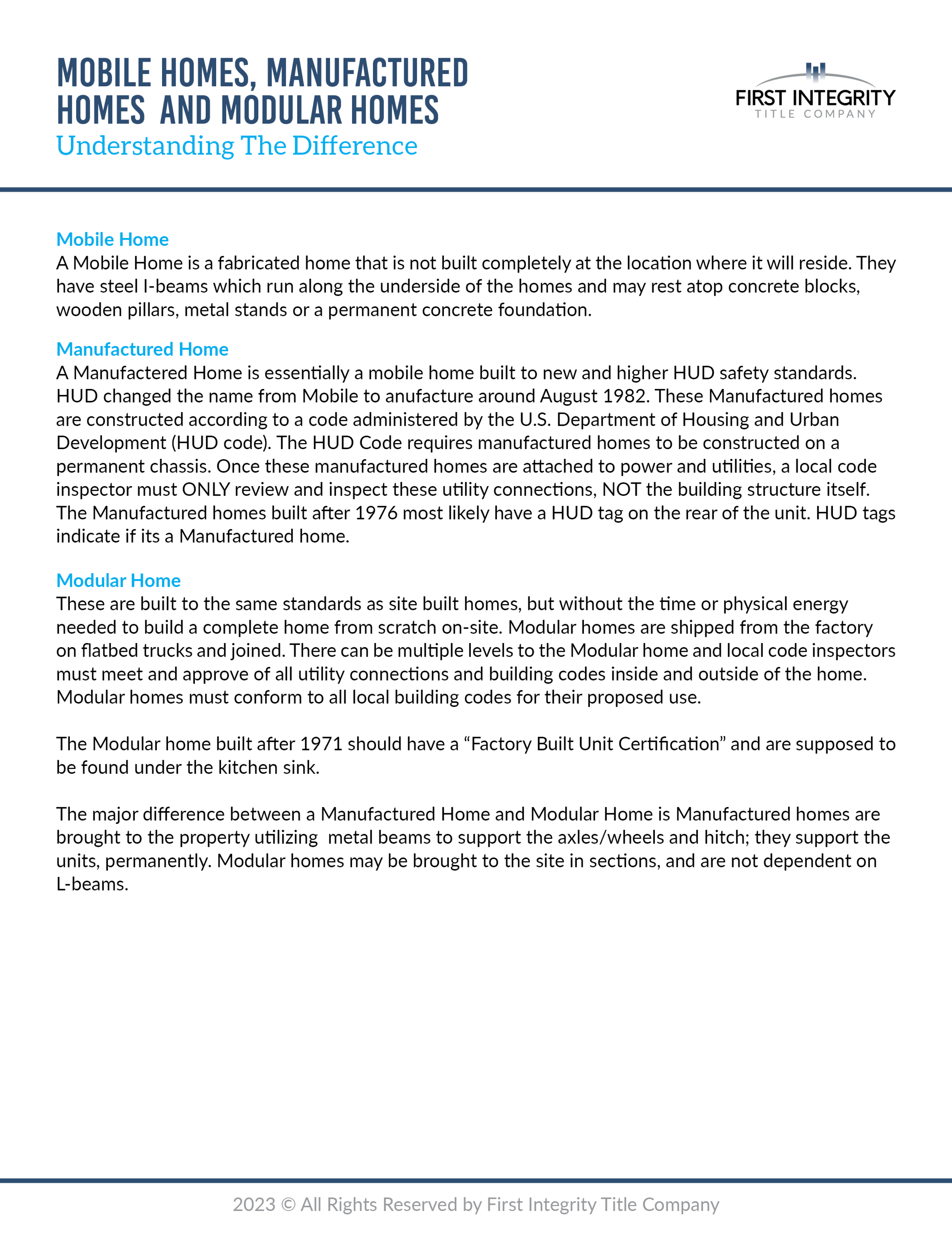 Understanding the Difference Between A Mobile Home, Manufactured Homes ...