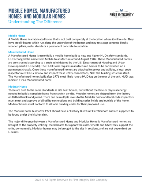 Understanding the Difference Between A Mobile Home, Manufactured Homes ...