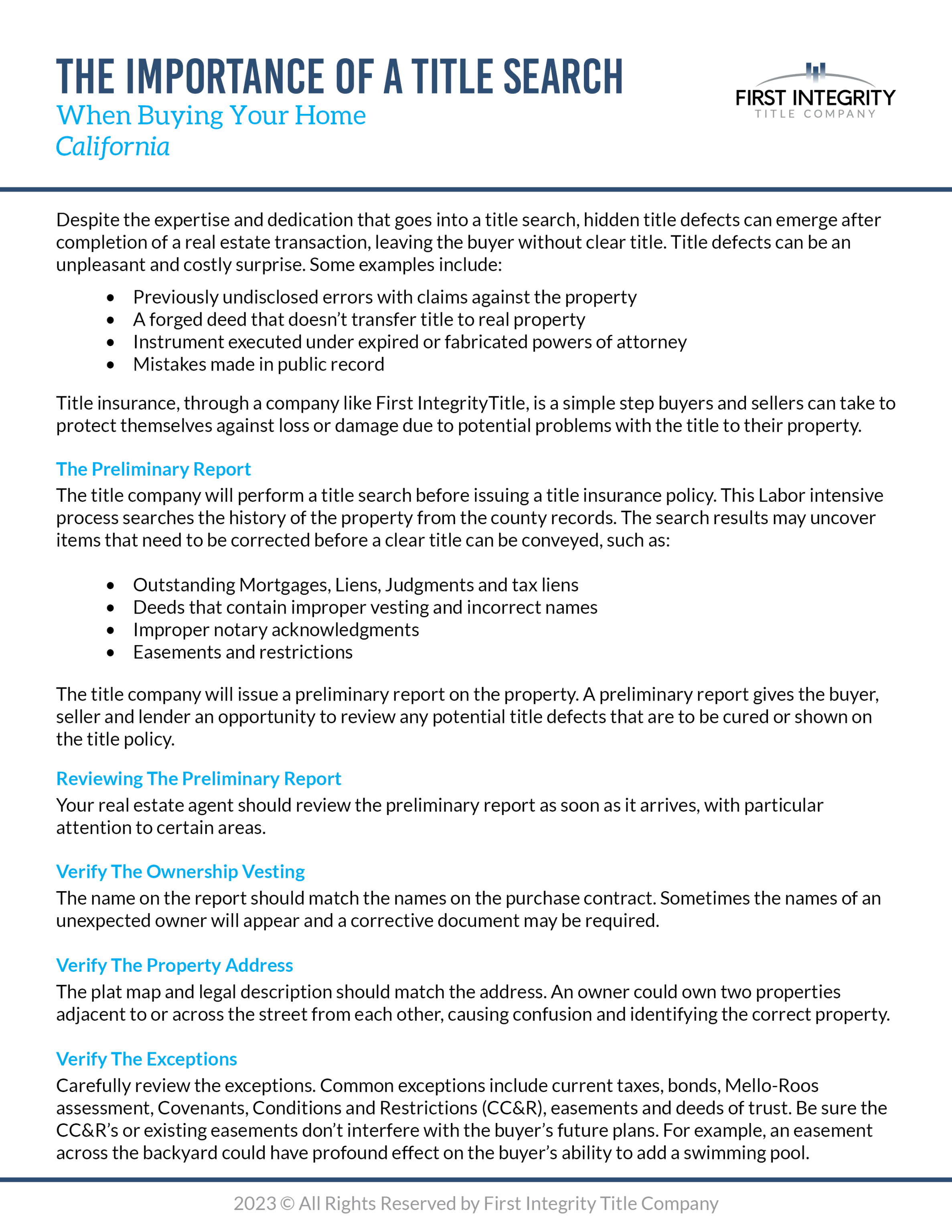The Importance of a Title Search - First Integrity Title Company