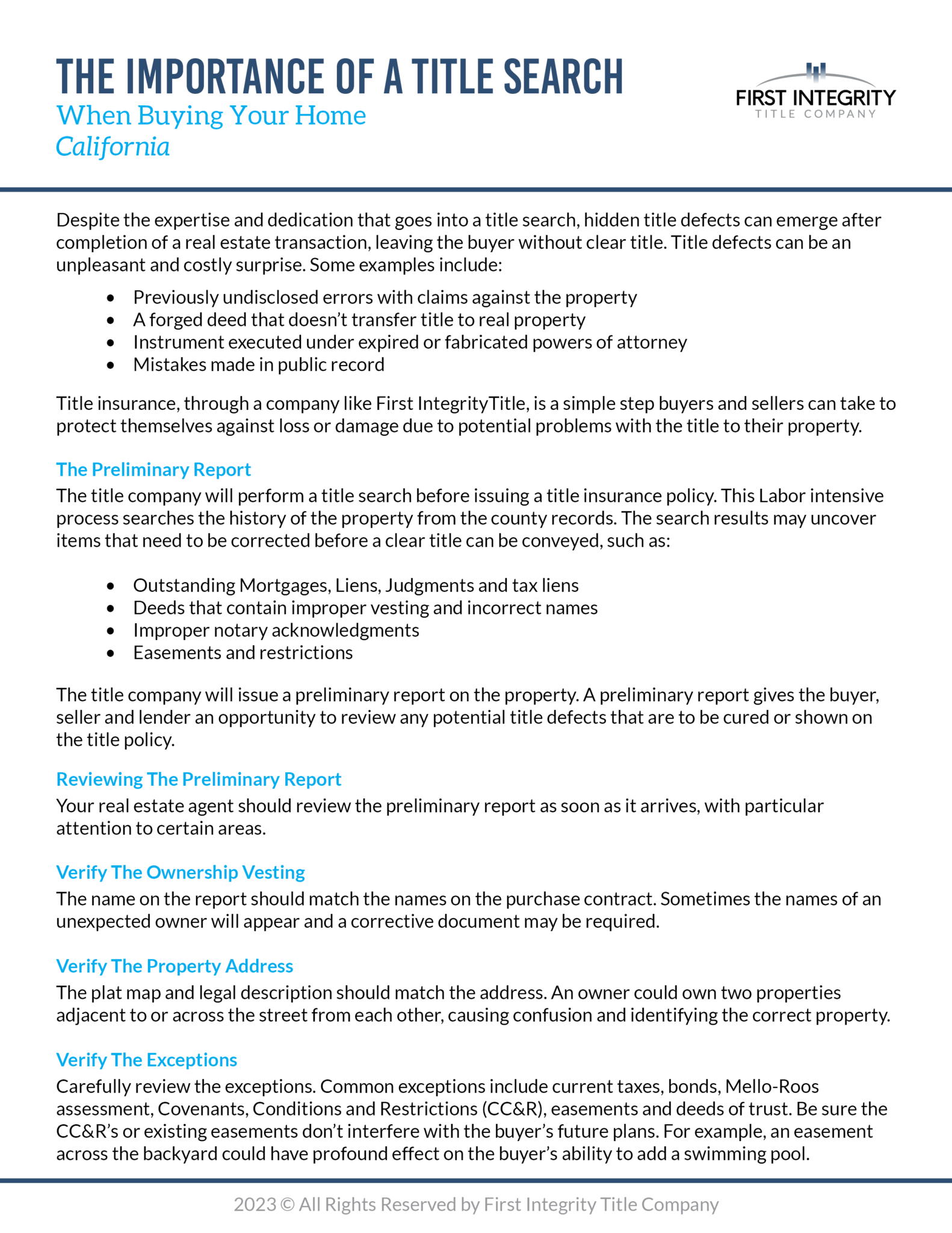 The Importance of a Title Search - First Integrity Title Company