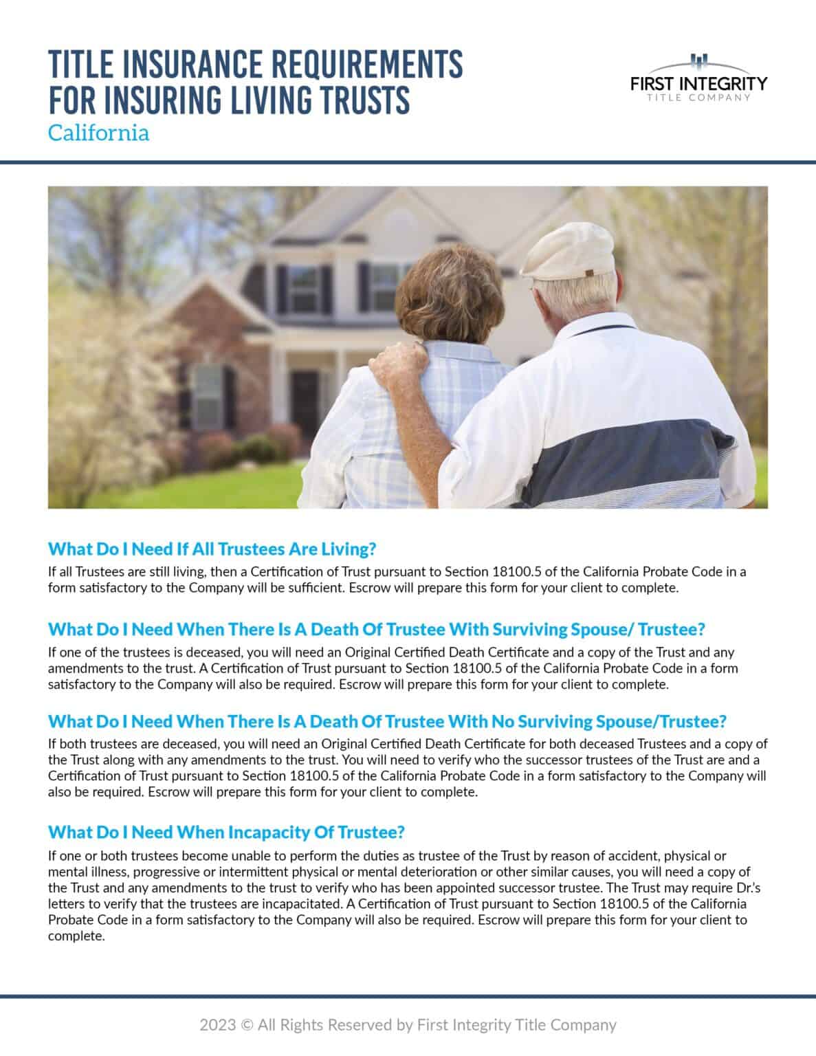 Title Insurance Requirements for Insuring Living Trusts - First ...