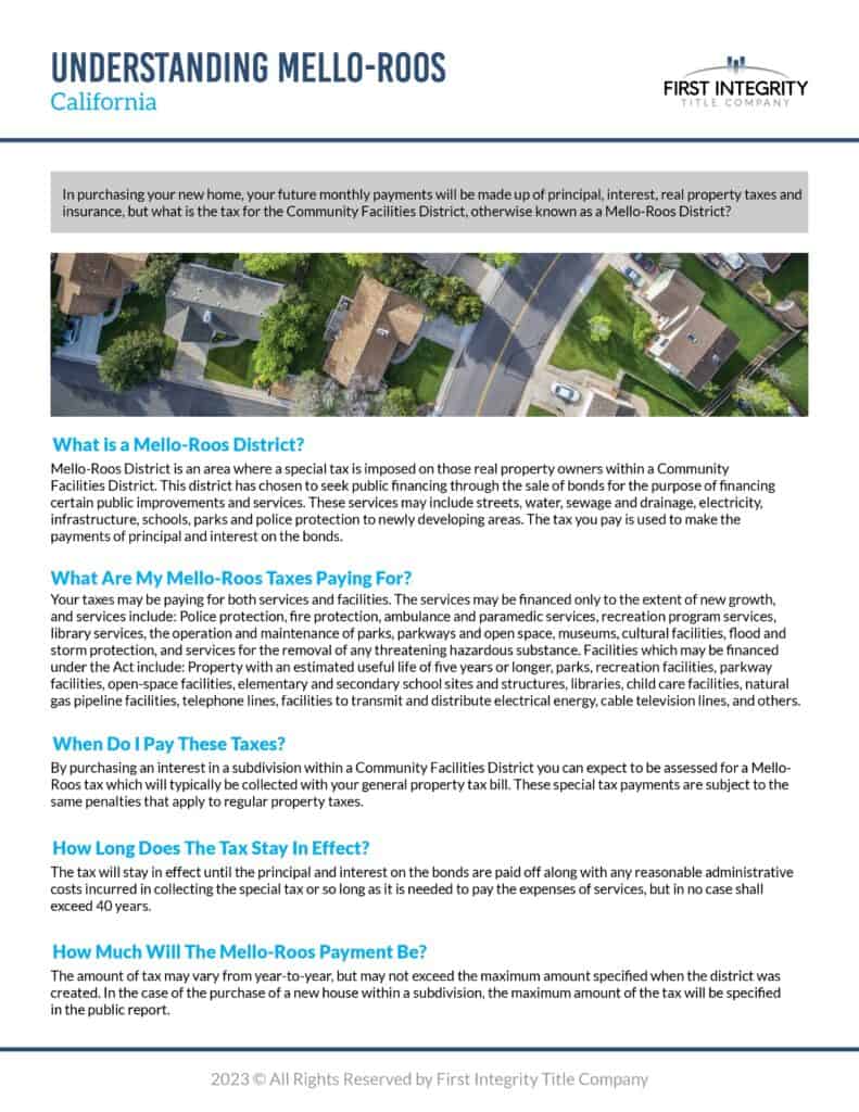 Understanding Mello-Roos - First Integrity Title Company