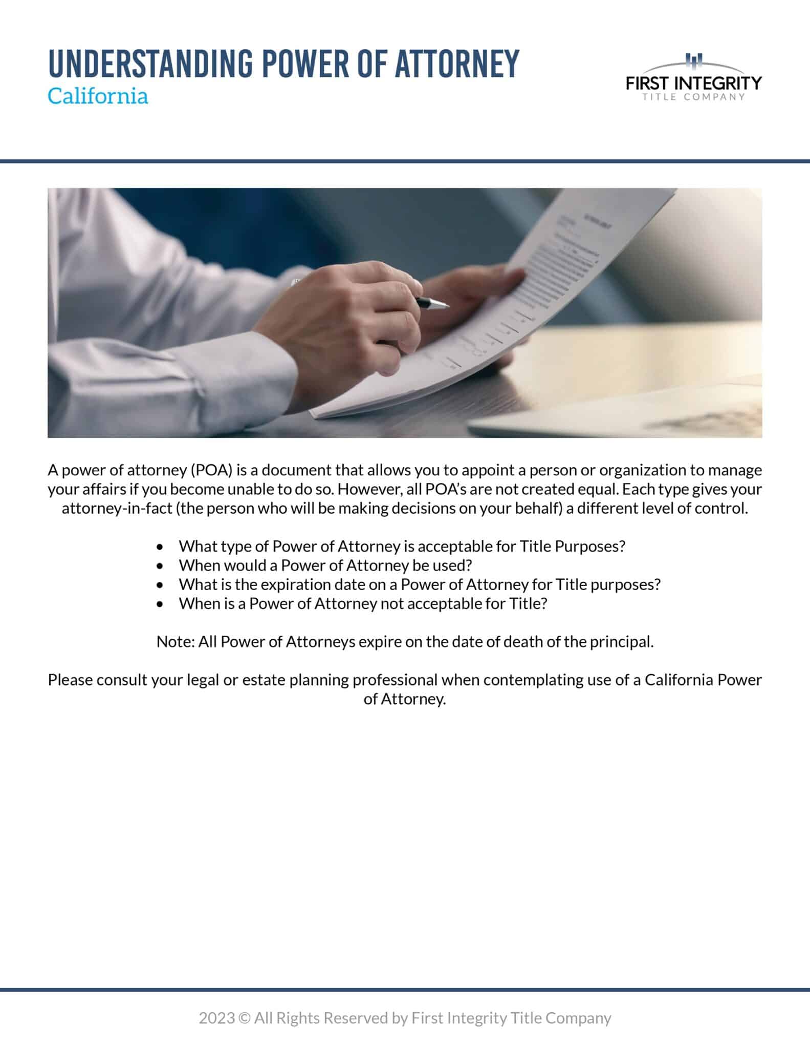 Understanding Power of Attorney - First Integrity Title Company