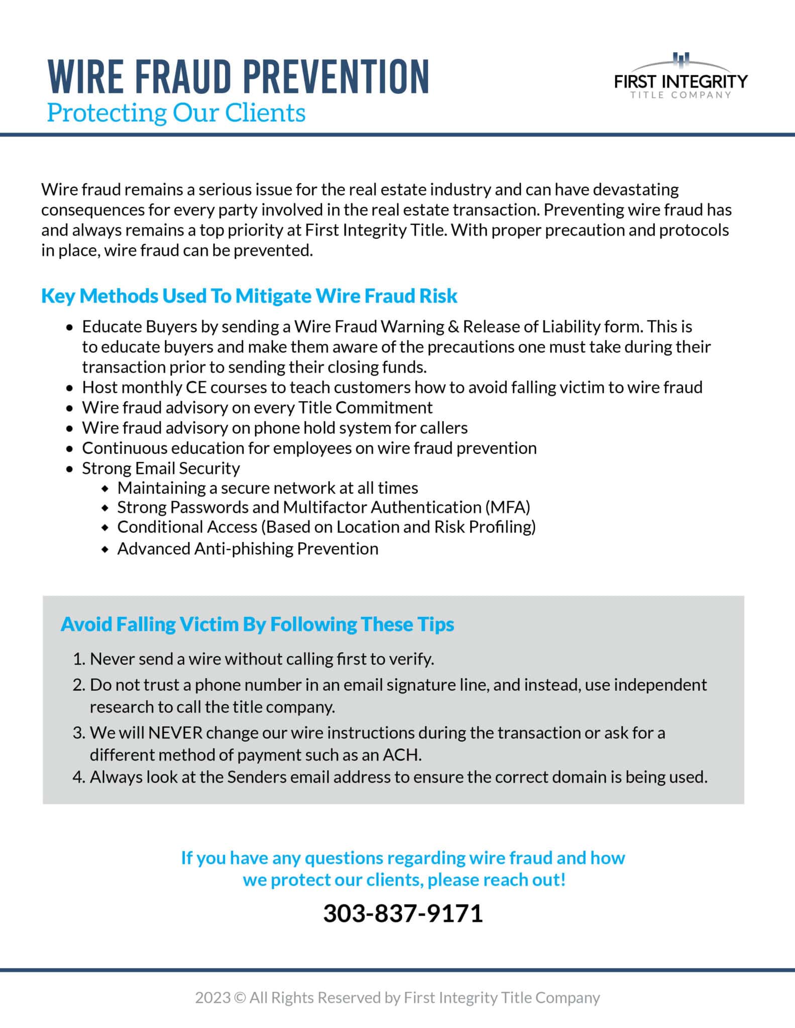 Wire Fraud Prevention - First Integrity Title Company